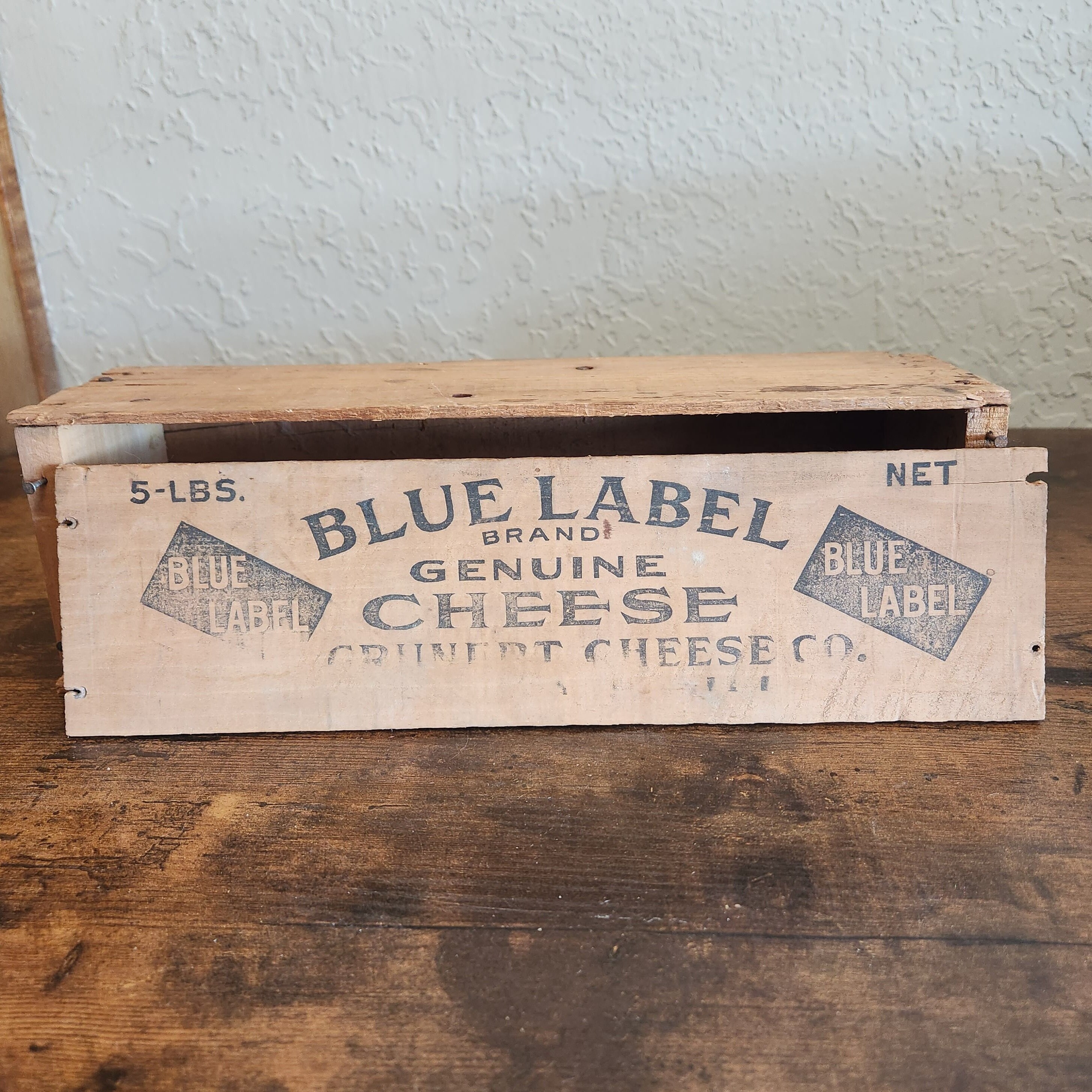 Blue Label Wooden Cheese Box - Etsy