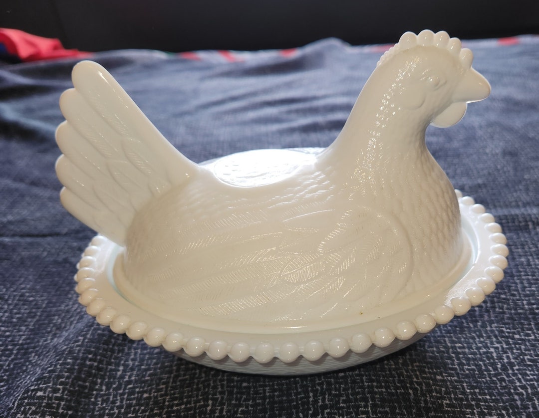 Milk Glass Indiana Hen on Nest HON - Etsy
