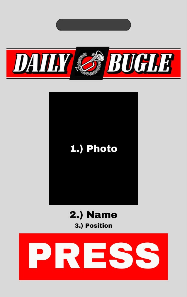 Daily Bugle Custom Made Digital Press Pass, Finished and Ready to Print ...