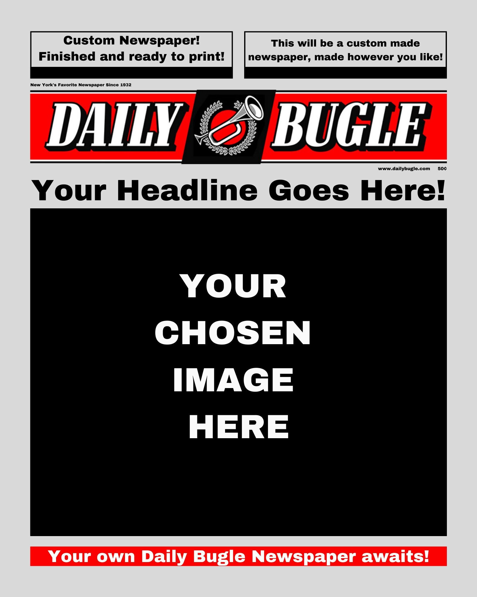 Daily Bugle Custom Made Newspaper, Finished and Ready to Print - Etsy