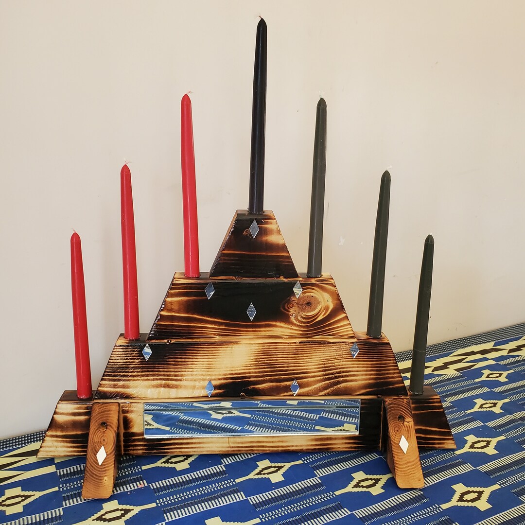 Kwanzaa Kinara With Narrow Diamond and Rectangle Mirror Decorations - Etsy