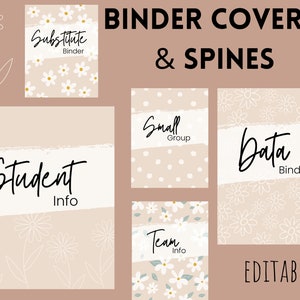 EDITABLE Neutral Floral Binder Covers & Spines | Printable Binder ...