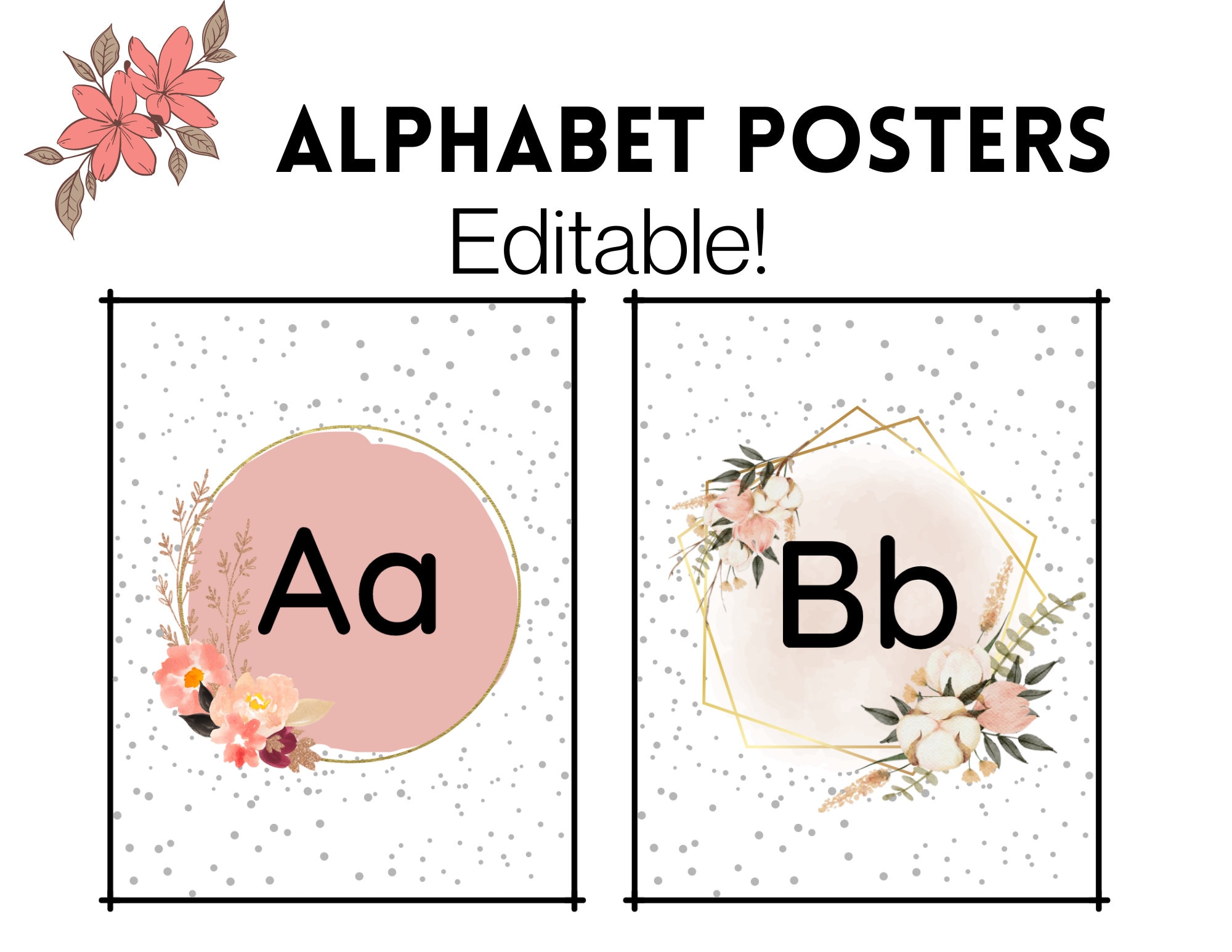 Floral Alphabet Posters for the Classroom | Floral Classroom Decor ...