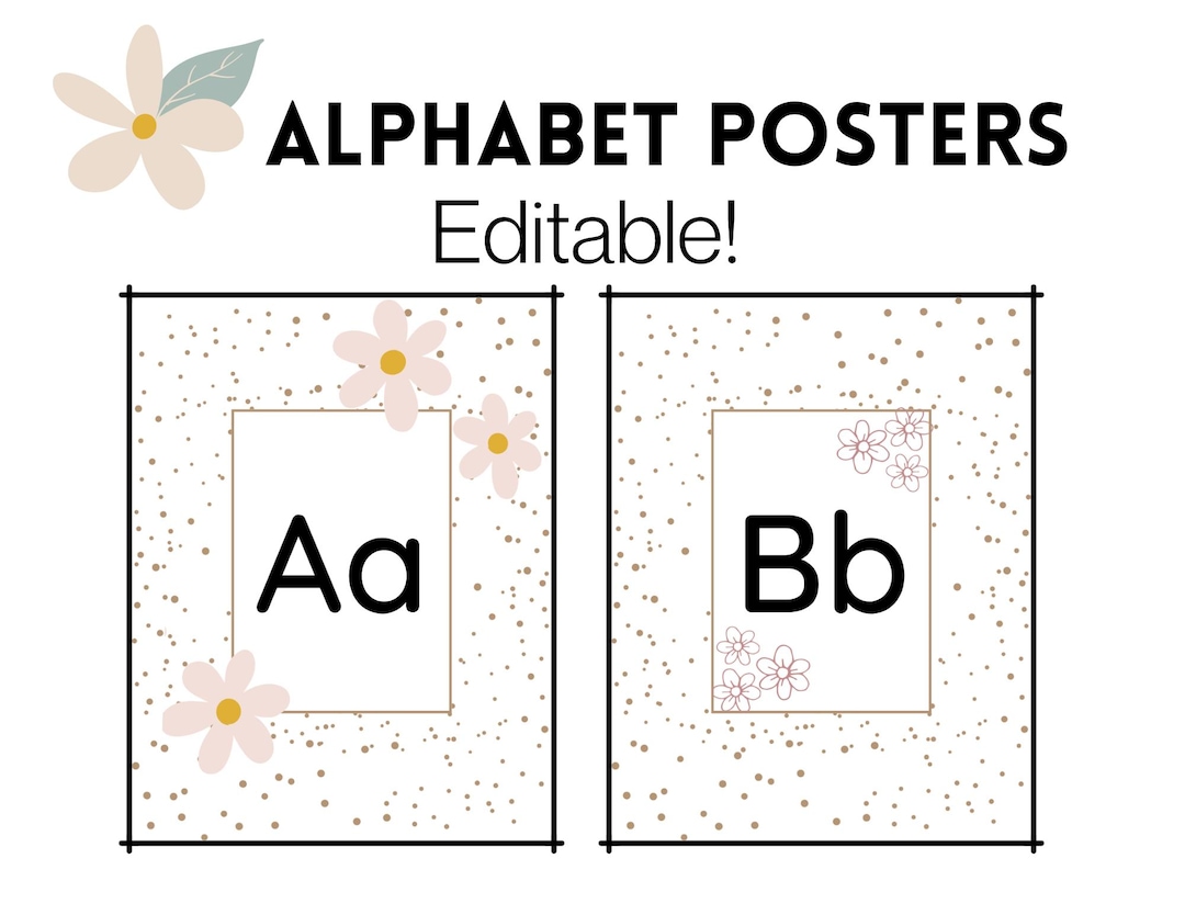 Neutral Floral Alphabet Posters for the Classroom | Neutral Floral ...