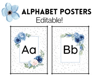 Floral Alphabet Posters for the Classroom Floral Classroom Decor ...