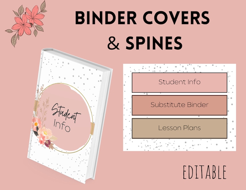 EDITABLE Floral Binder Covers & Spines | Printable Binder Covers ...