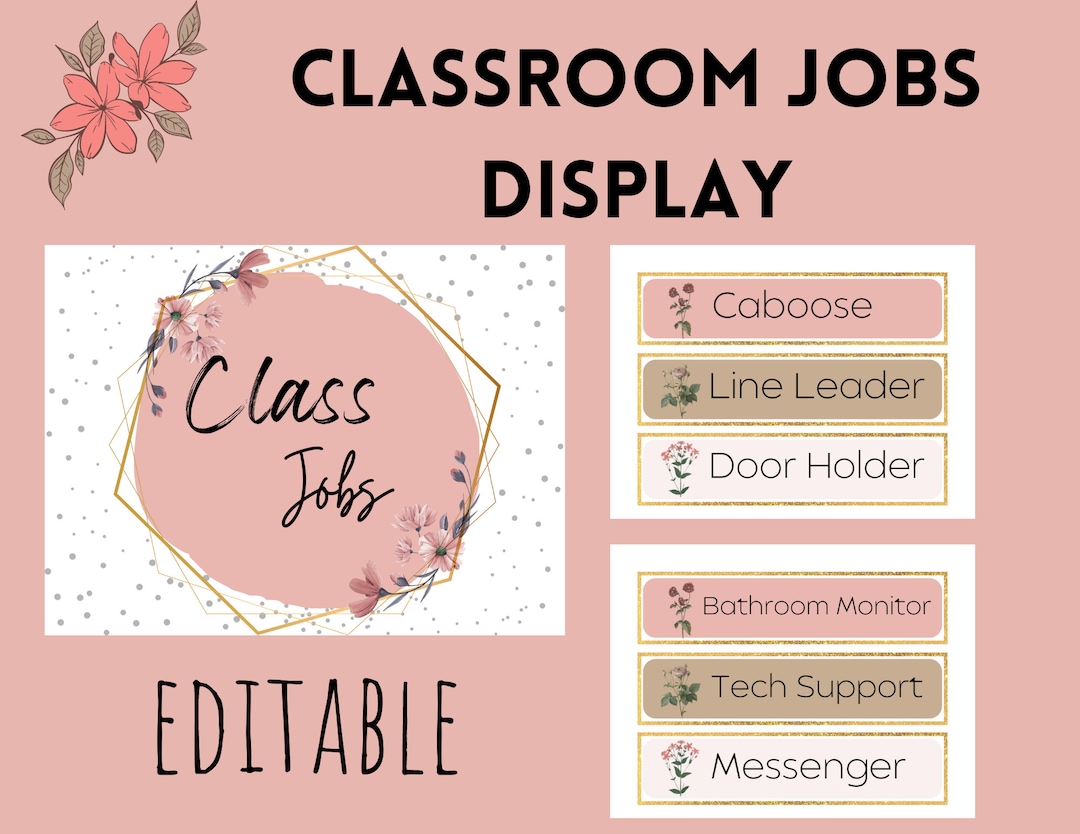 EDITABLE Classroom Jobs Display | Floral Decor | Class Jobs ...