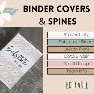 EDITABLE Neutral Floral Binder Covers & Spines | Printable Binder ...
