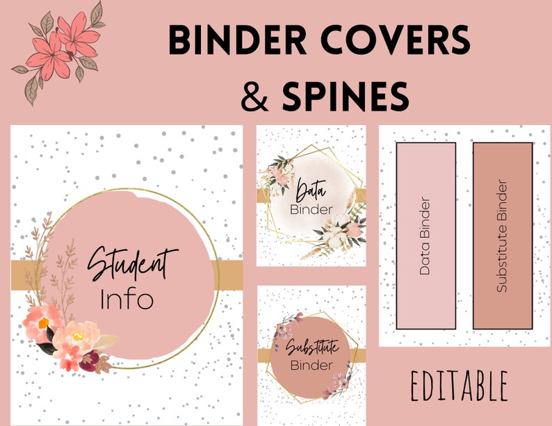 EDITABLE Floral Binder Covers & Spines | Printable Binder Covers ...