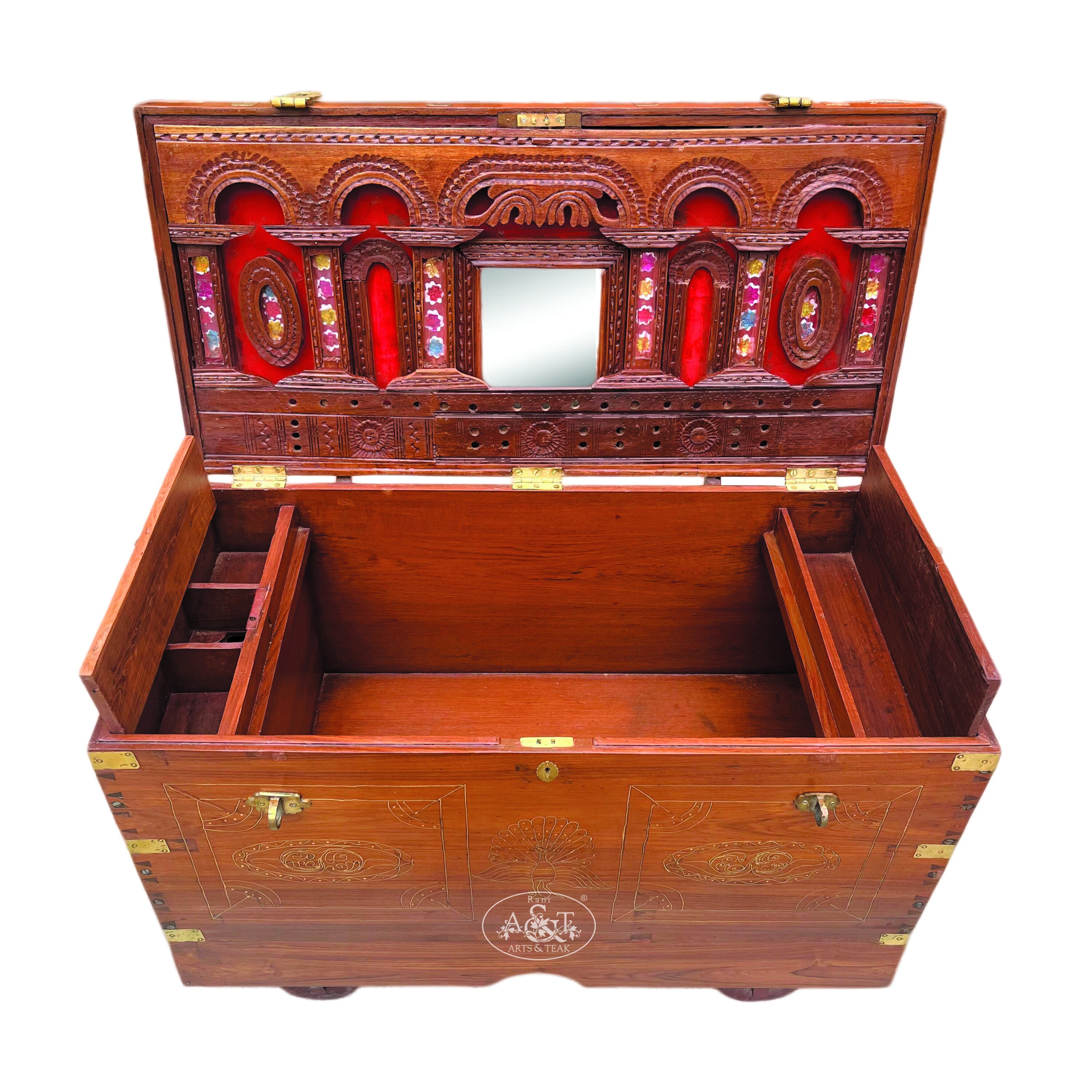 Mandalay Inlaid Dowry Chest Vintage Jewelry Box Antique Ornate Design ...