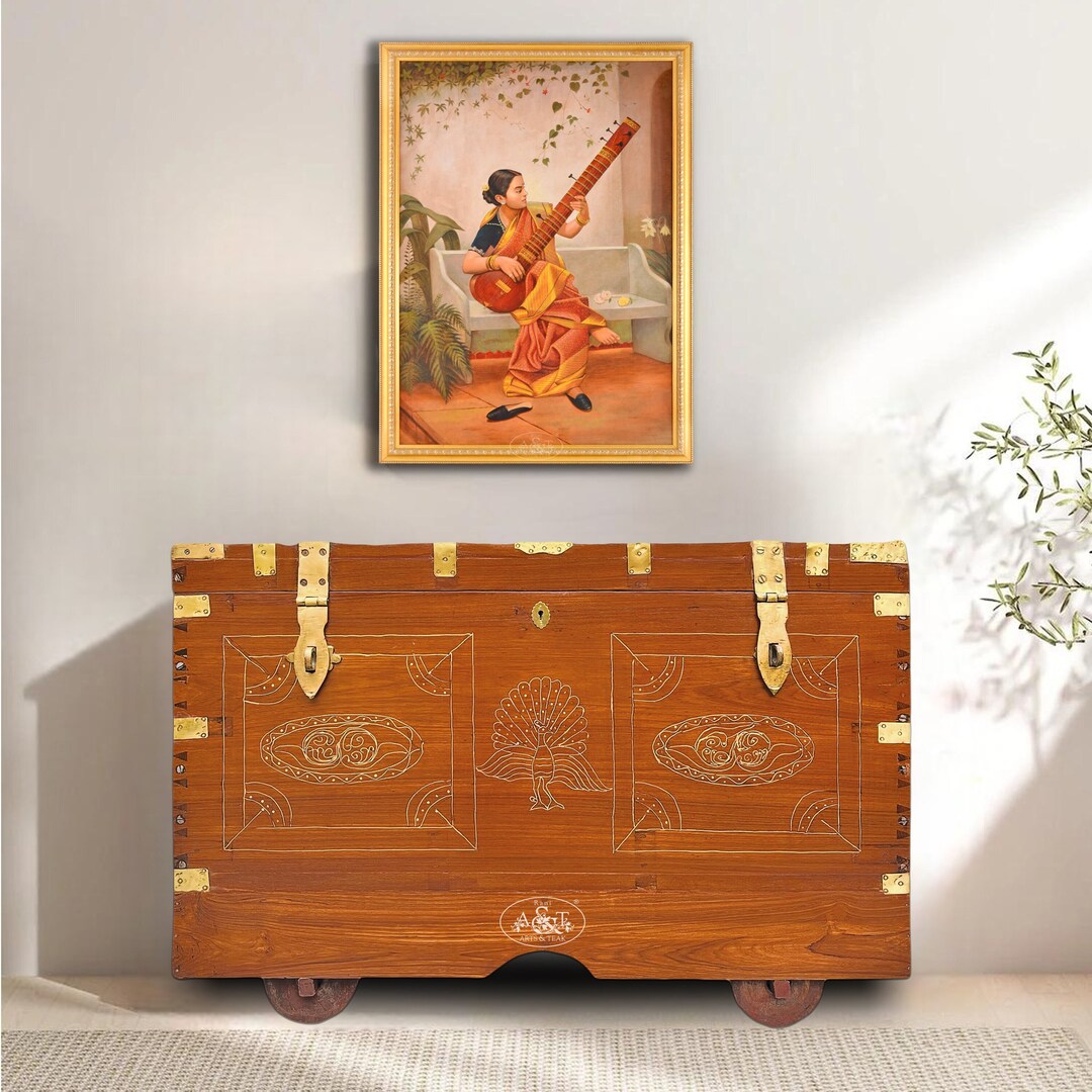 Mandalay Inlaid Dowry Chest Vintage Jewelry Box Antique Ornate Design ...