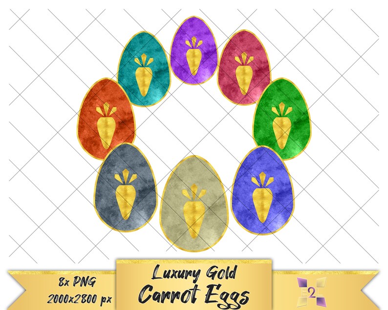 Luxury Gold Carrot Eggs, PNG Digital Bird Clipart Decor for Craftwork ...