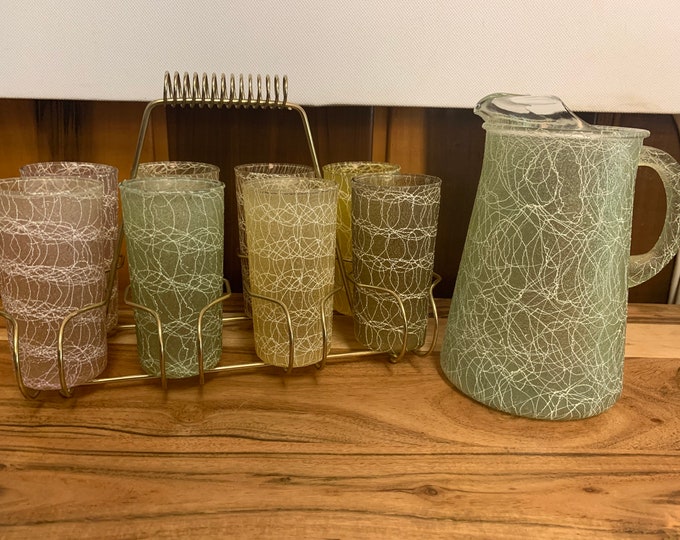 Spaghetti String Pitcher & Glass Set - Etsy