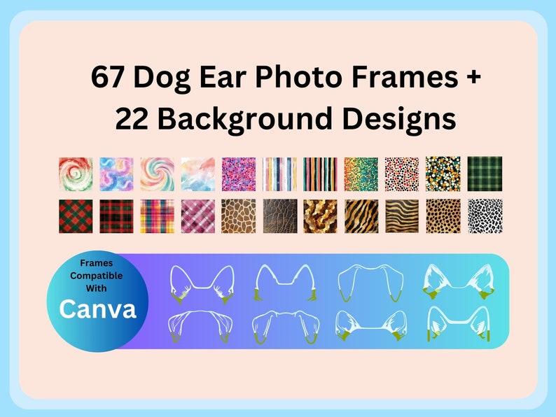 Dog Ear Outline Vector Svg Bundle for Cricut With Canva Dog Ear Frames ...