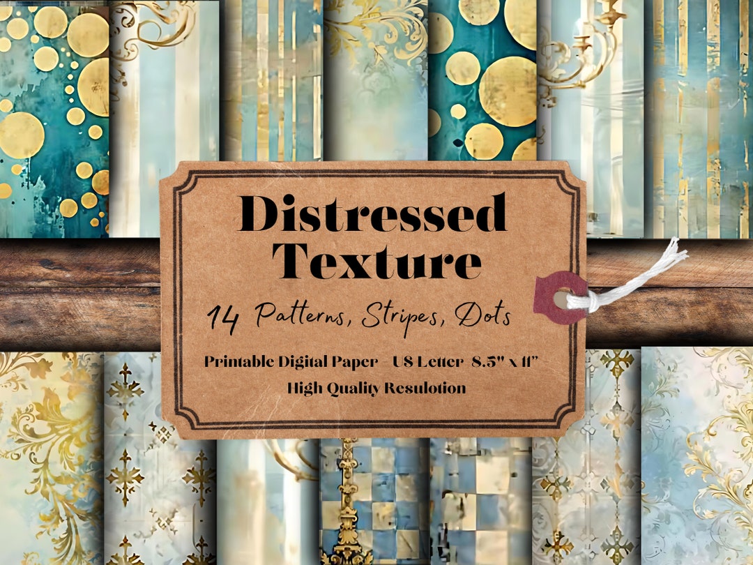 Printable Blue Paper, 16 Sheets, Big Bundle Damask Pattern, Stripes ...