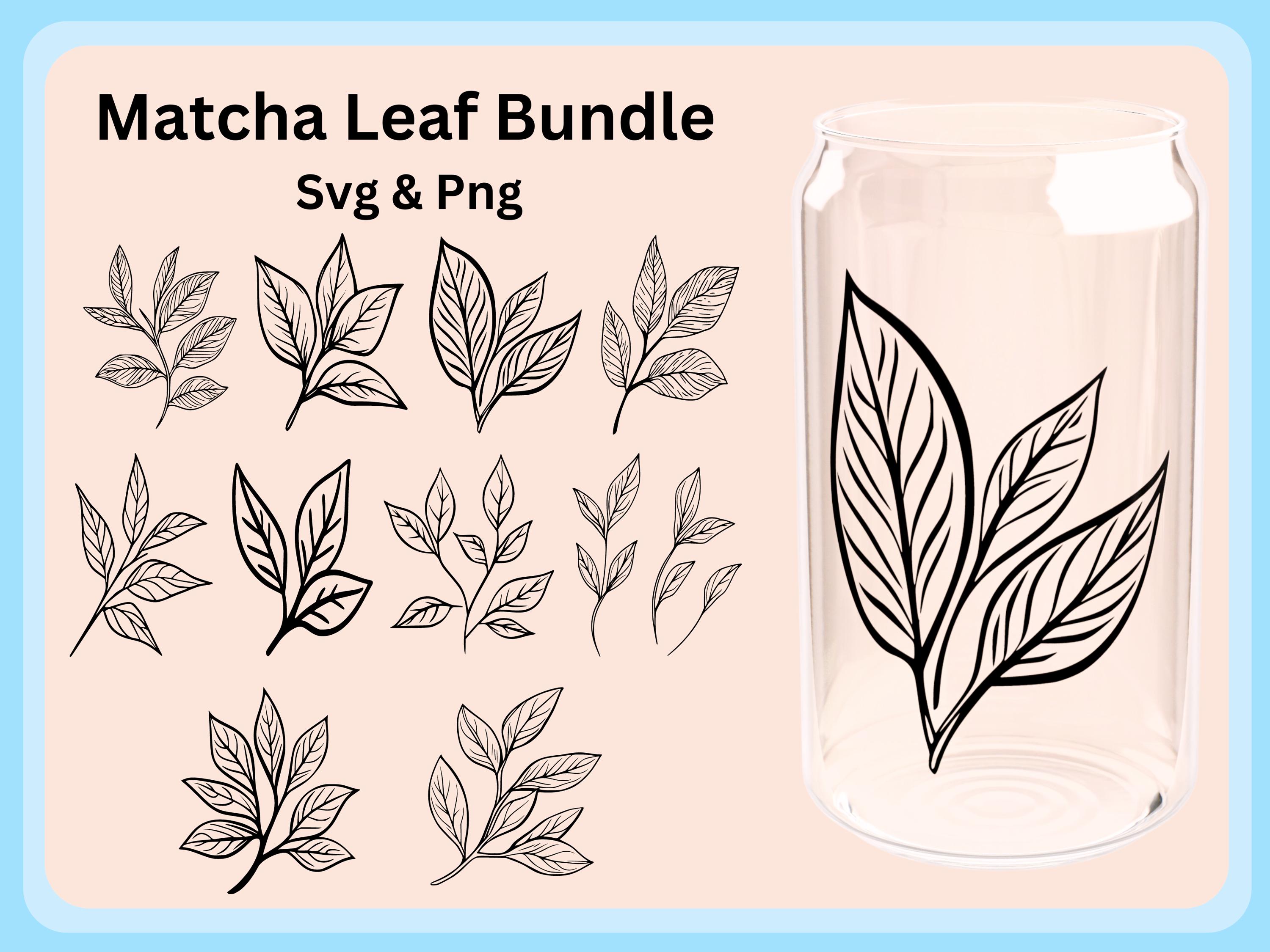 Matcha Leaf Svg Bundle Libbey Full Wrap, Leafs Line Art Bundle, Leaf ...