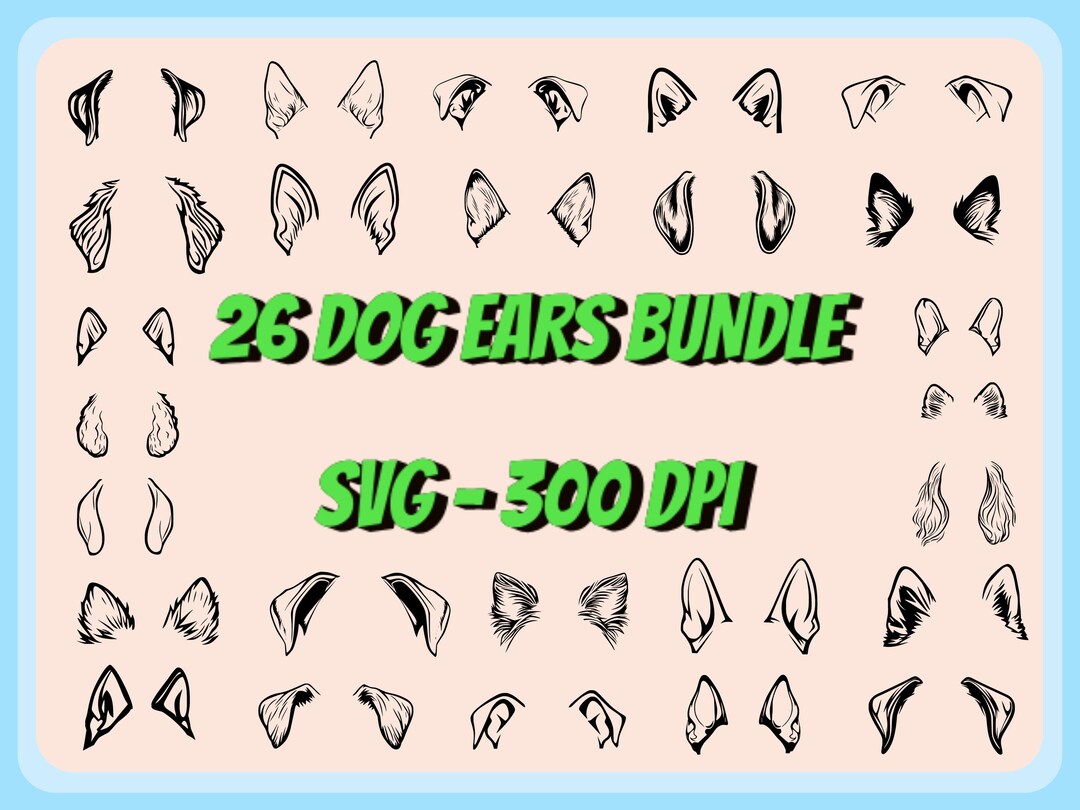 Dog Breed Ears Illustration Svg Bundle, Hand Drawn Dog Ears Outline ...
