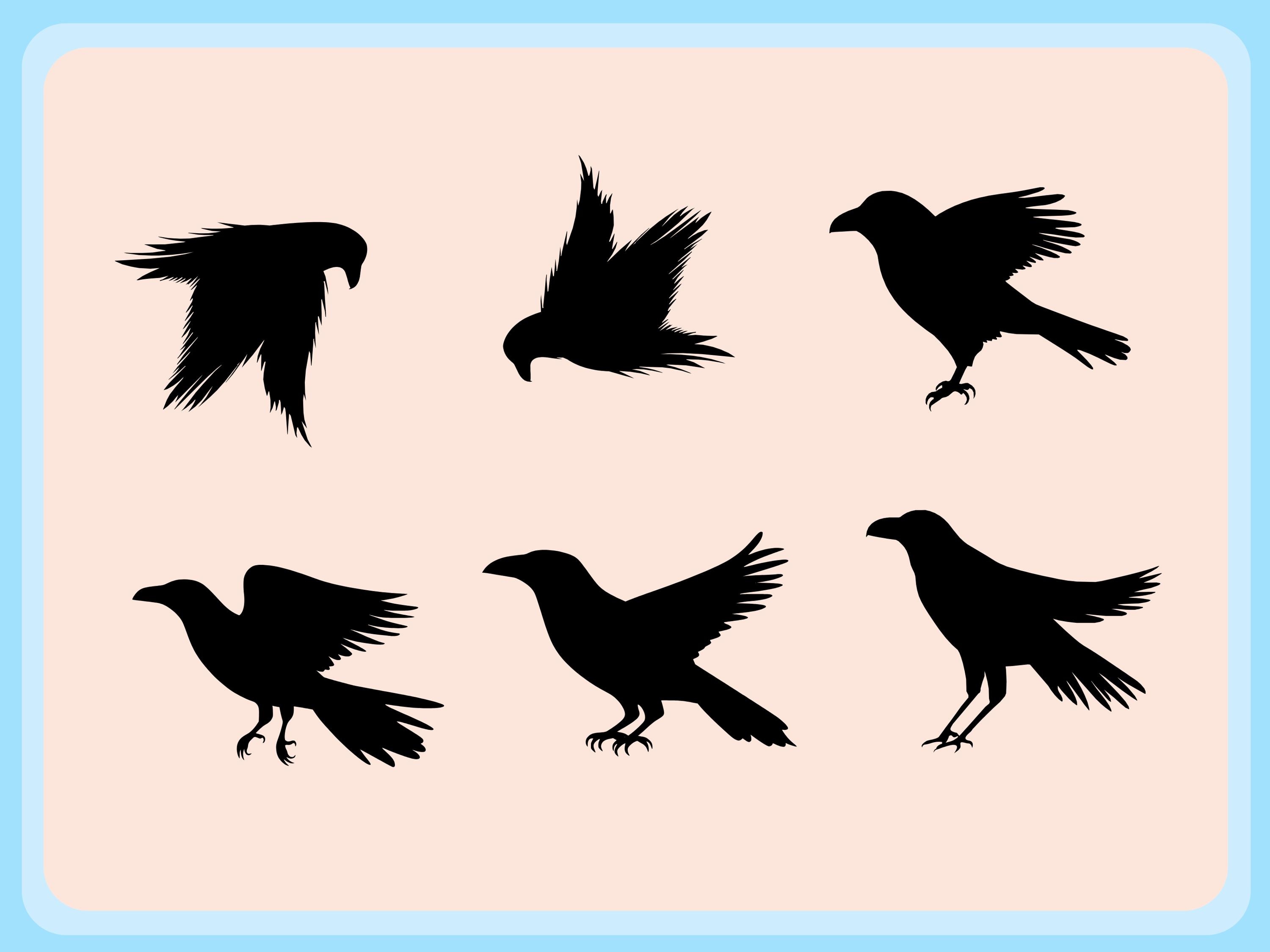 Black Crow Silhouettes, Black Crow Svg Bundle, Black Crows Svg, Flying ...