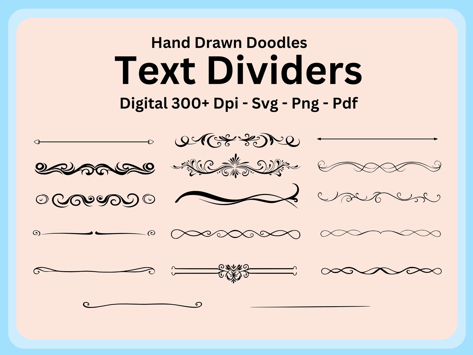 Text Dividers Svg, Text Dividers, Text Divider Clipart, Flourishes Svg ...