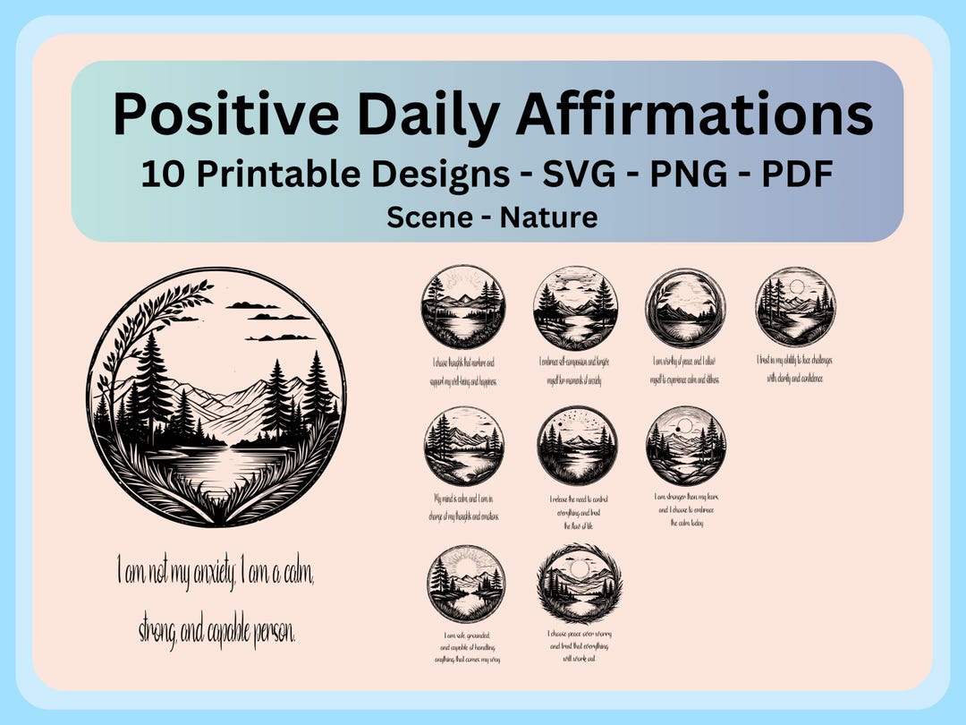 Positive Affirmation Poster Set – Therapy Office Wall Art, Mental ...