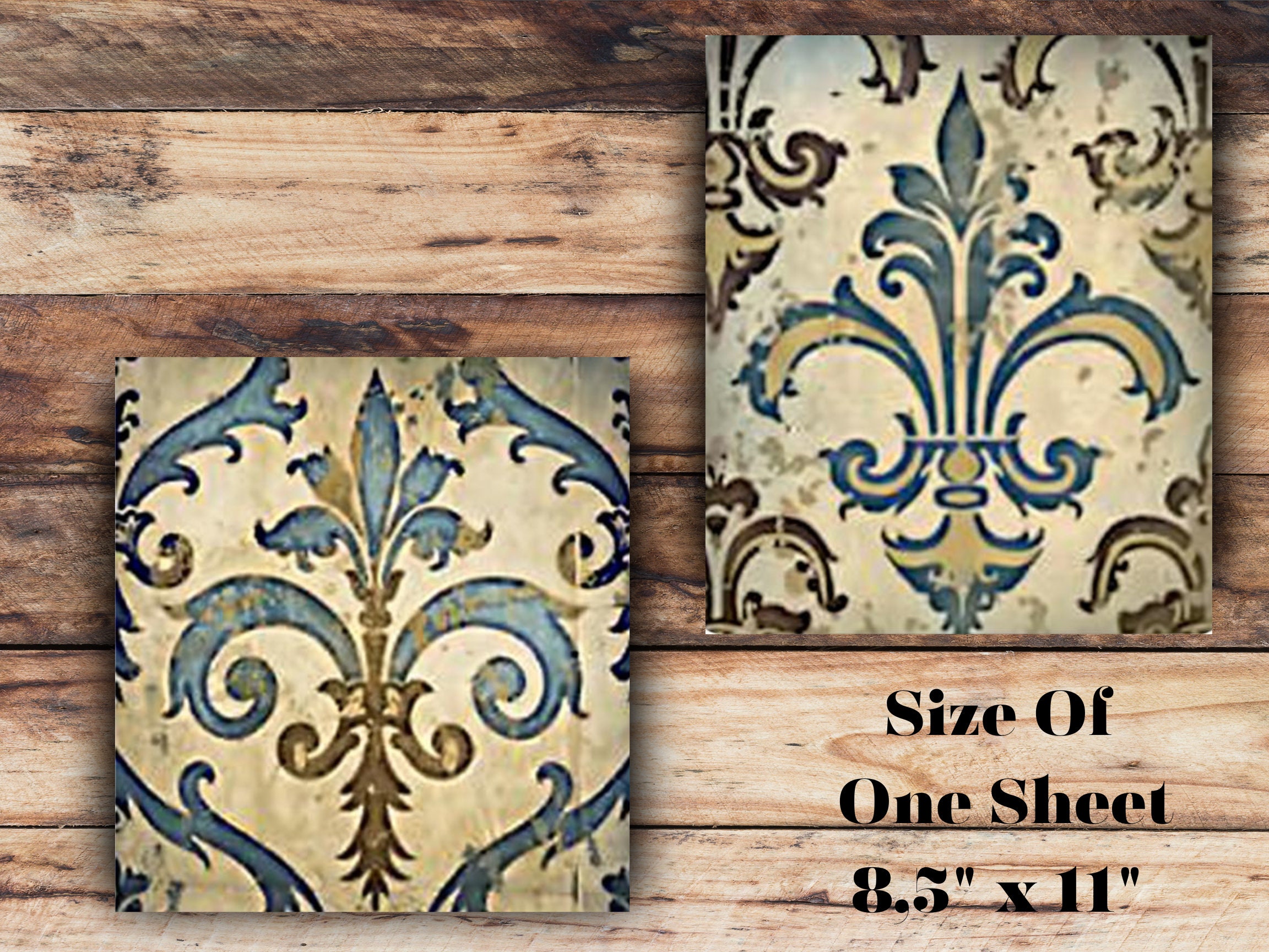 Printable Blue Paper, 14 Sheets, Big Bundle Damask Pattern, Stripes ...