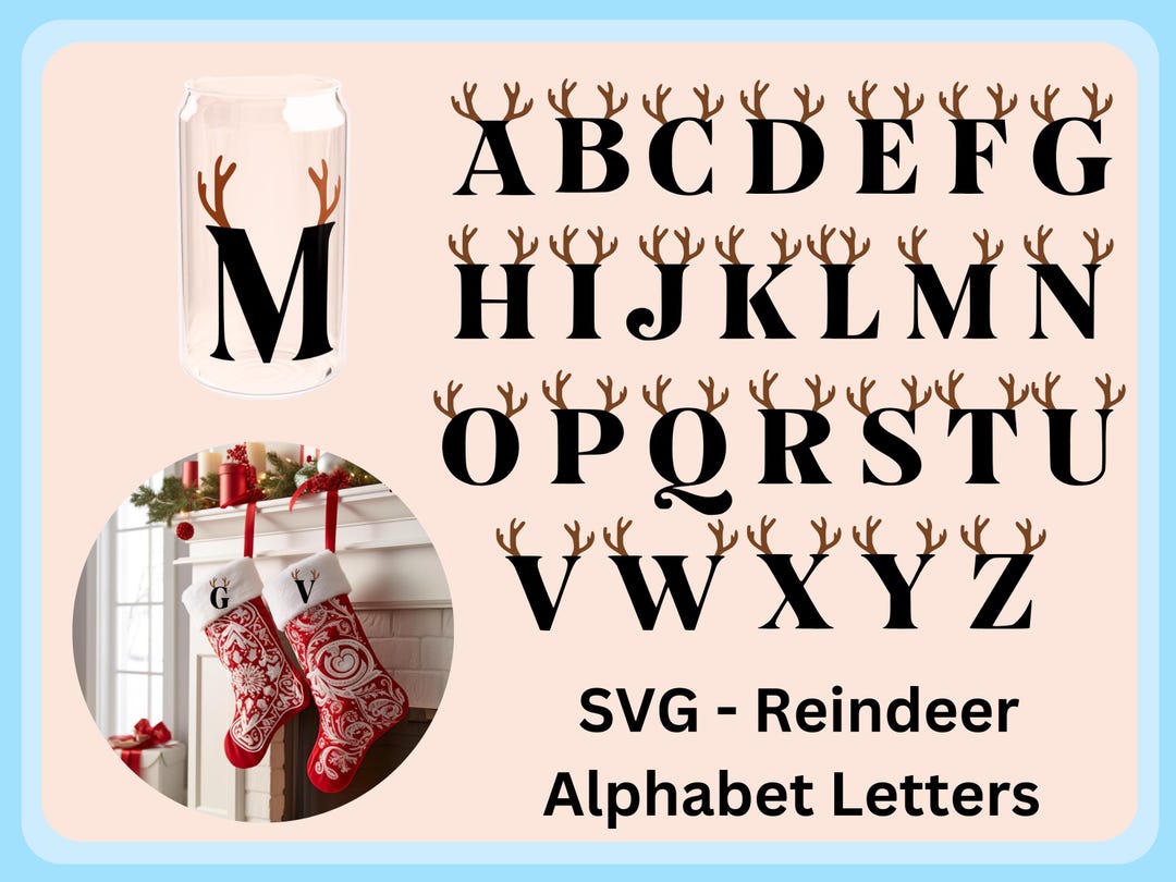 Christmas Reindeer Alphabet SVG Bundle: Decorative Letters for Holiday ...