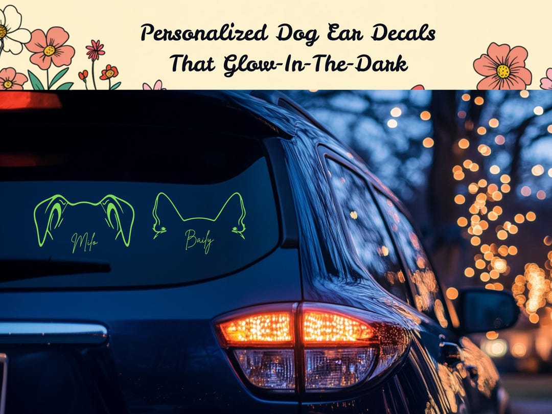 Dog Ears Stick Figure Decals for Car Windows That Glow in the Dark Wall ...