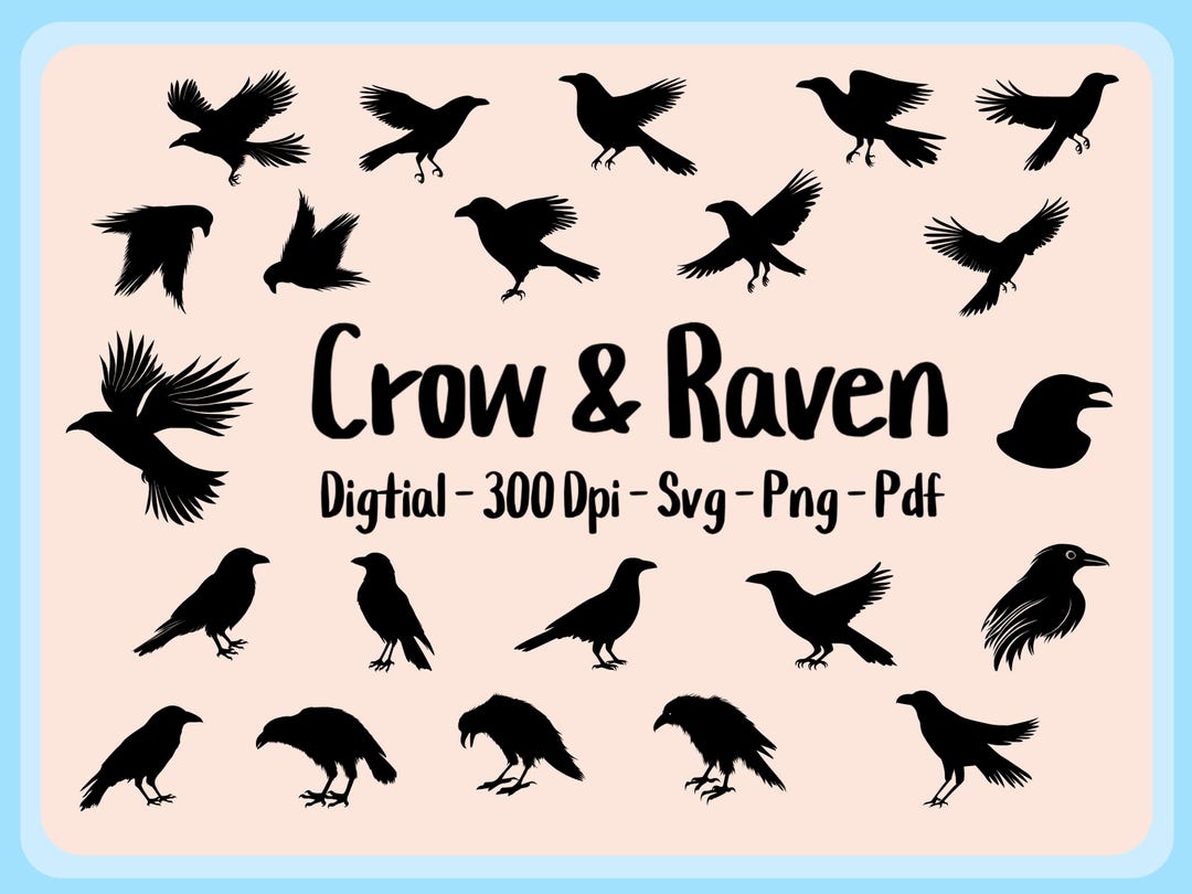 Black Crow Silhouettes, Black Crow Svg Bundle, Black Crows Svg, Flying ...