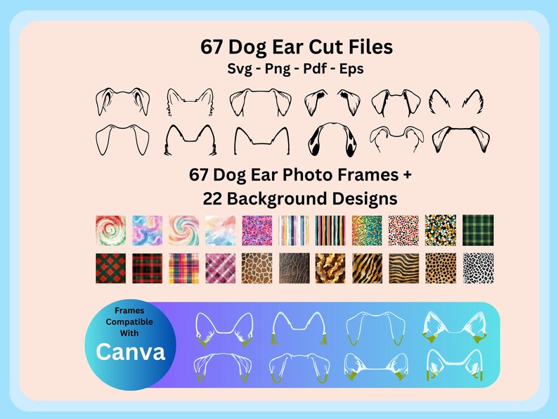 Cricut Dog Ear Outline Svg Cut File Bundle - Dog Ear Outline, Pet Ears ...