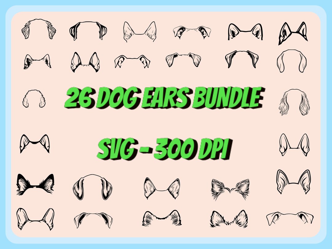 Dog Breed Ears Illustration Svg Bundle Hand Drawn Dog Ears Outline ...