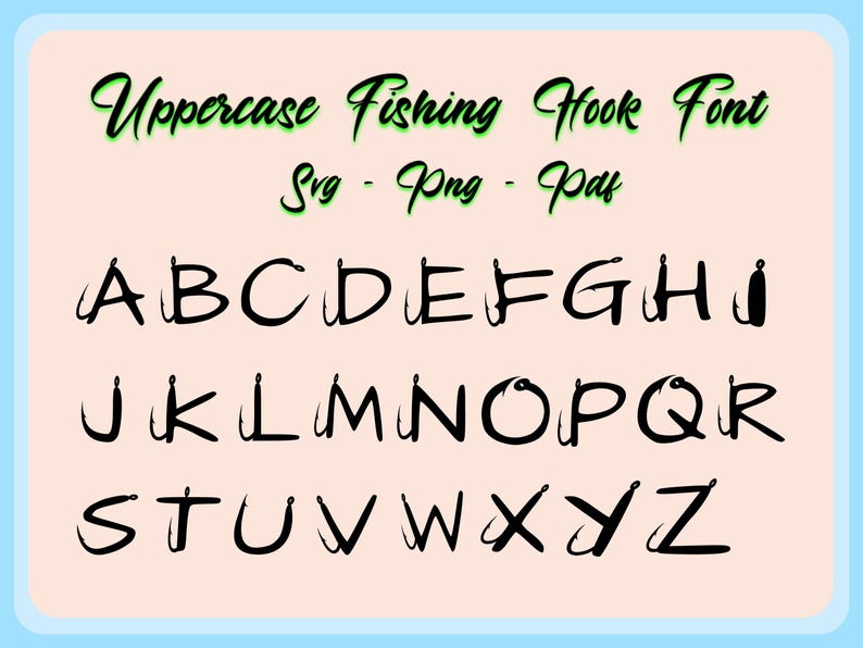 Fishing Hook Western Font SVG Bundle: Alphabet Letters for Nautical ...