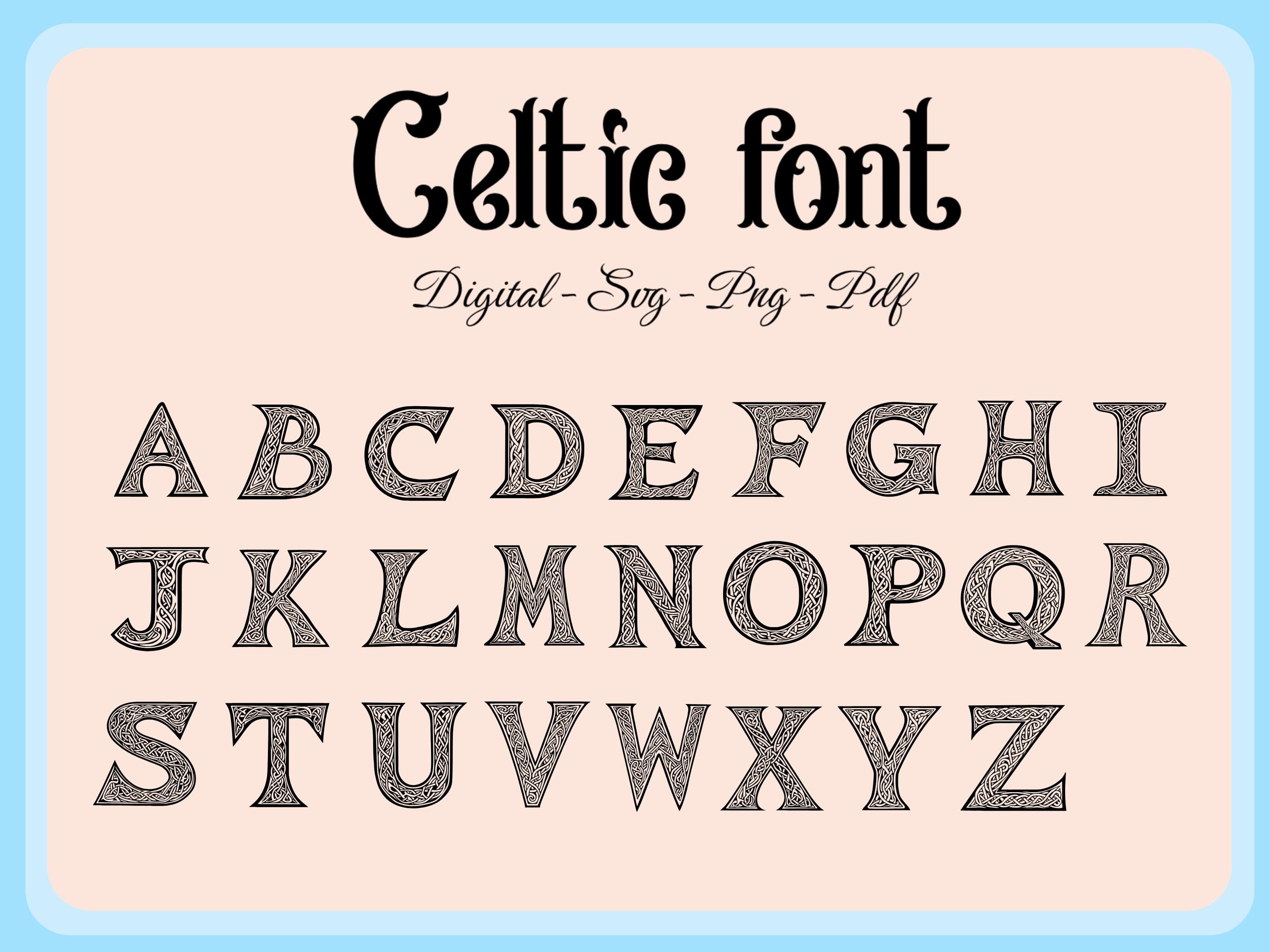Celtic Knot Font SVG: Decorative Alphabet Letters for Custom Designs ...