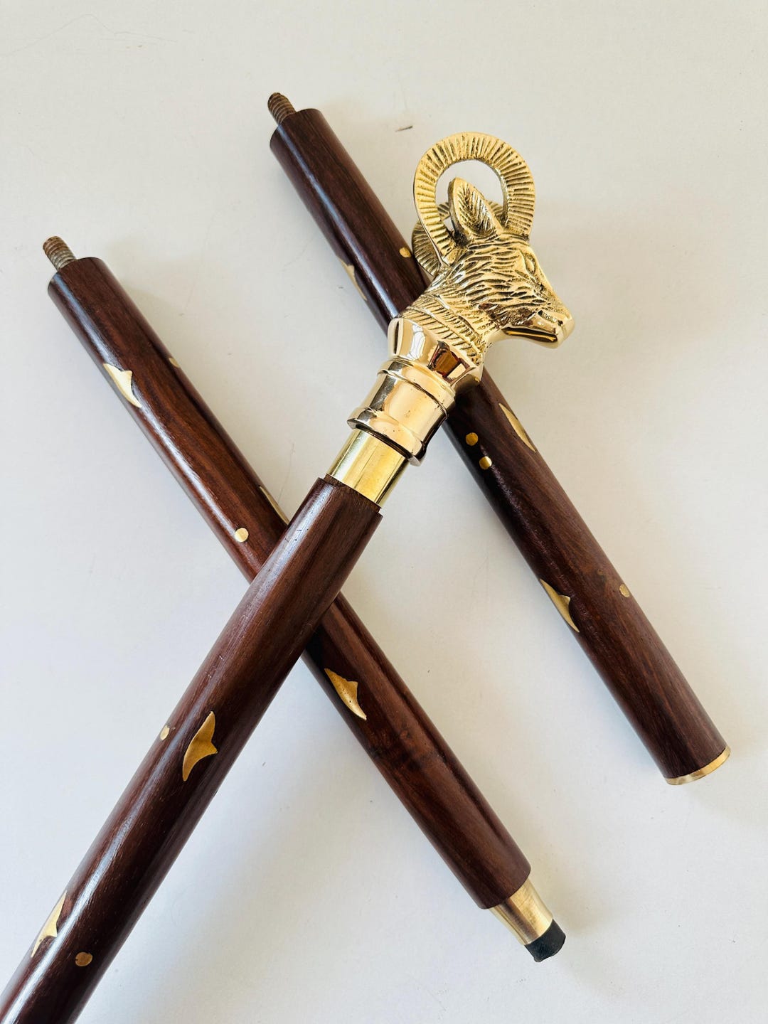 Brass Goat Head Handle Walking Cane, Designer Wooden Walking Stick - Etsy
