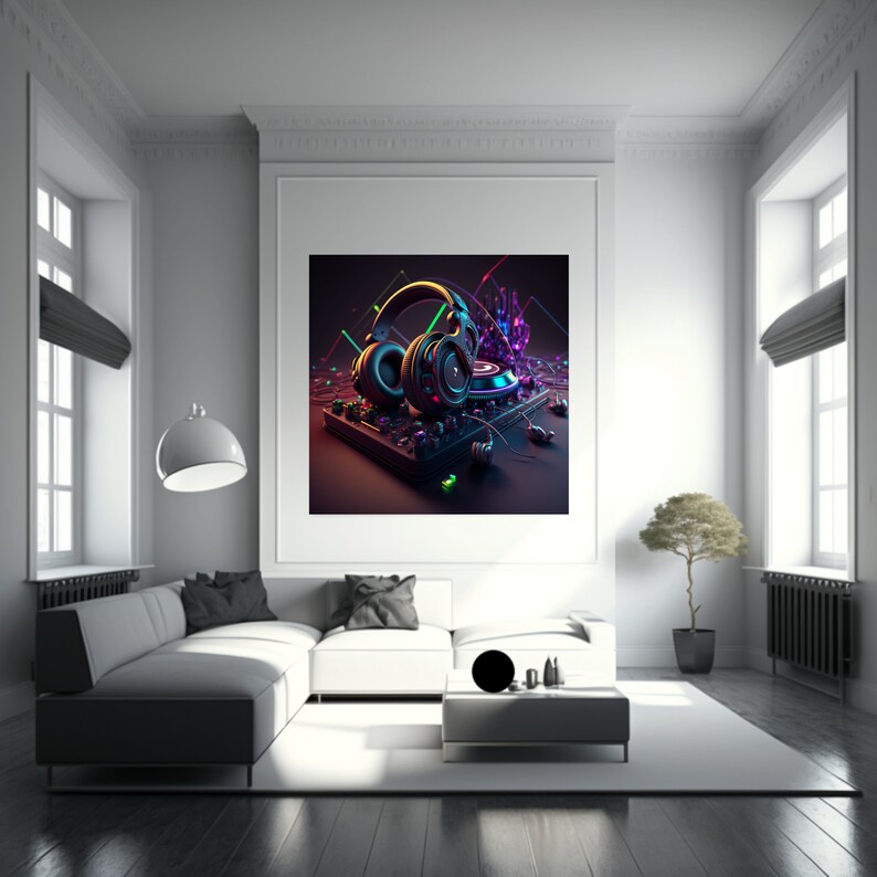 Dj Headphones V3 Digital Print High Quality 300 Dpi Etsy