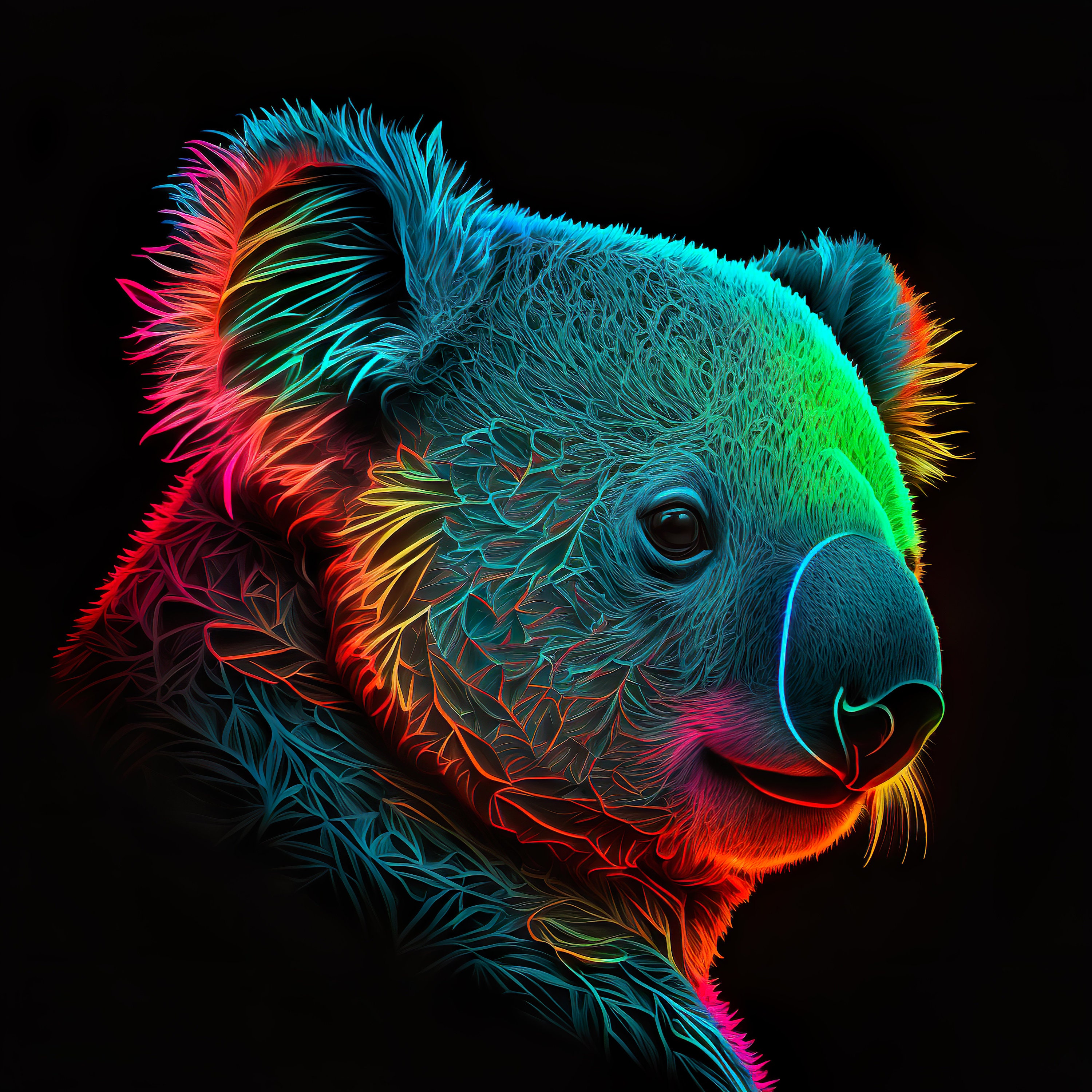 Neon Koala Digital Print High Quality 300 DPI - Etsy