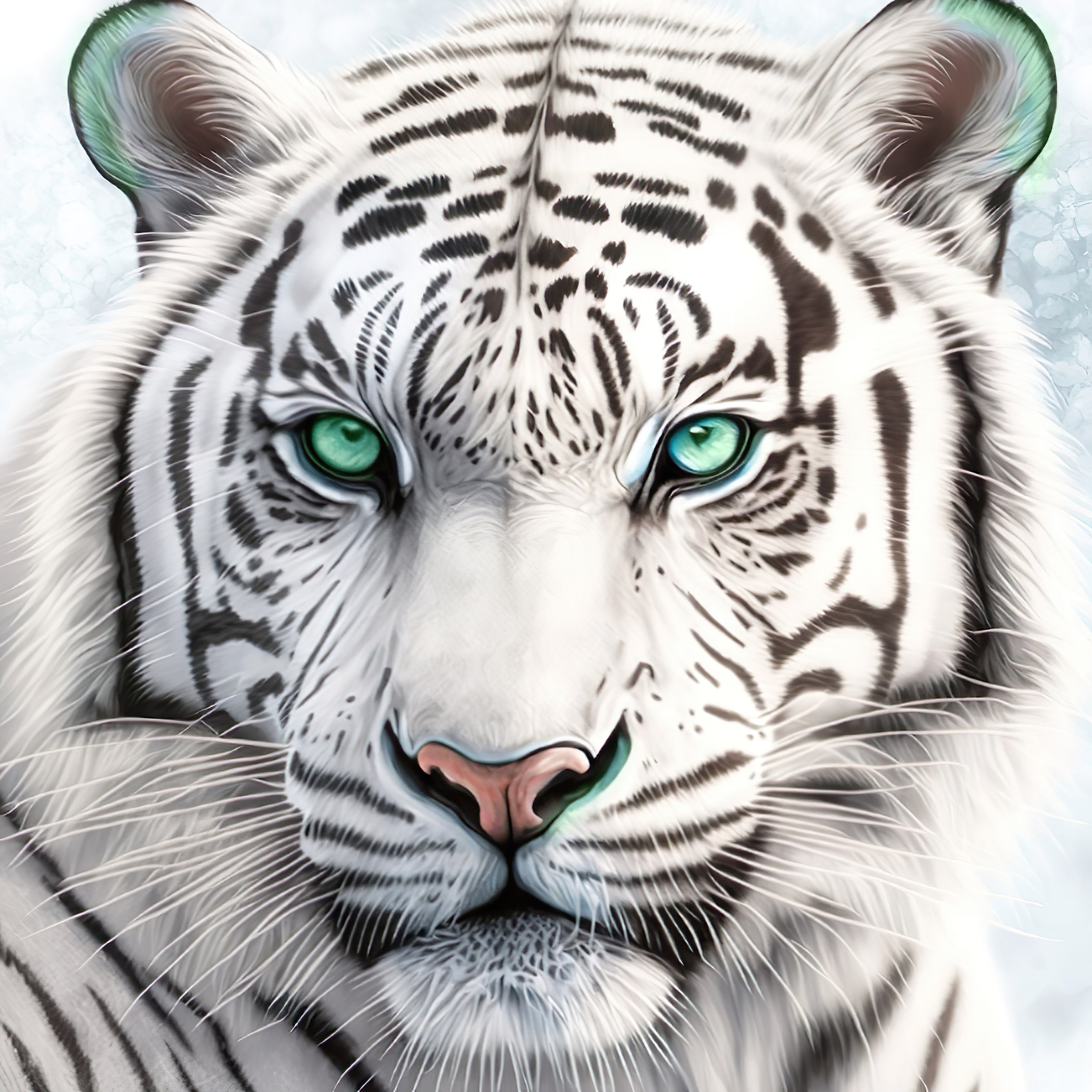 White Tiger With Teal Eyes Digital Print High Quality 300 Dpi Etsy