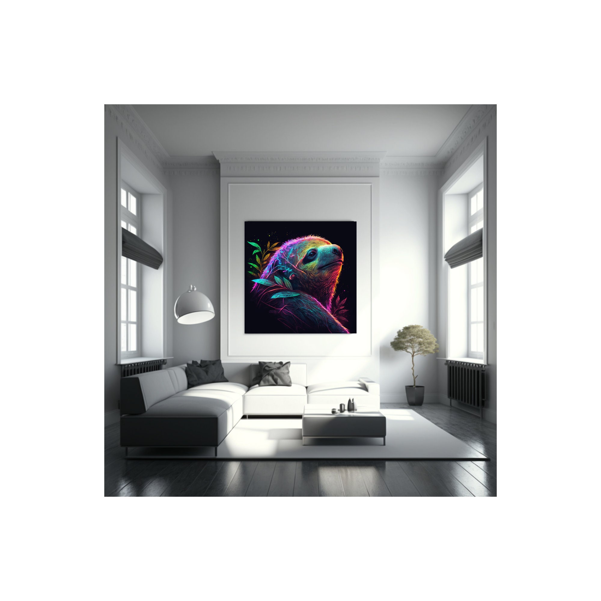 Neon Sloth Digital Print High Quality 300 DPI - Etsy