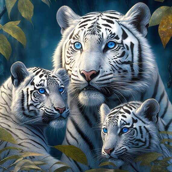 White Bengal Tiger Cubs With Blue Eyes