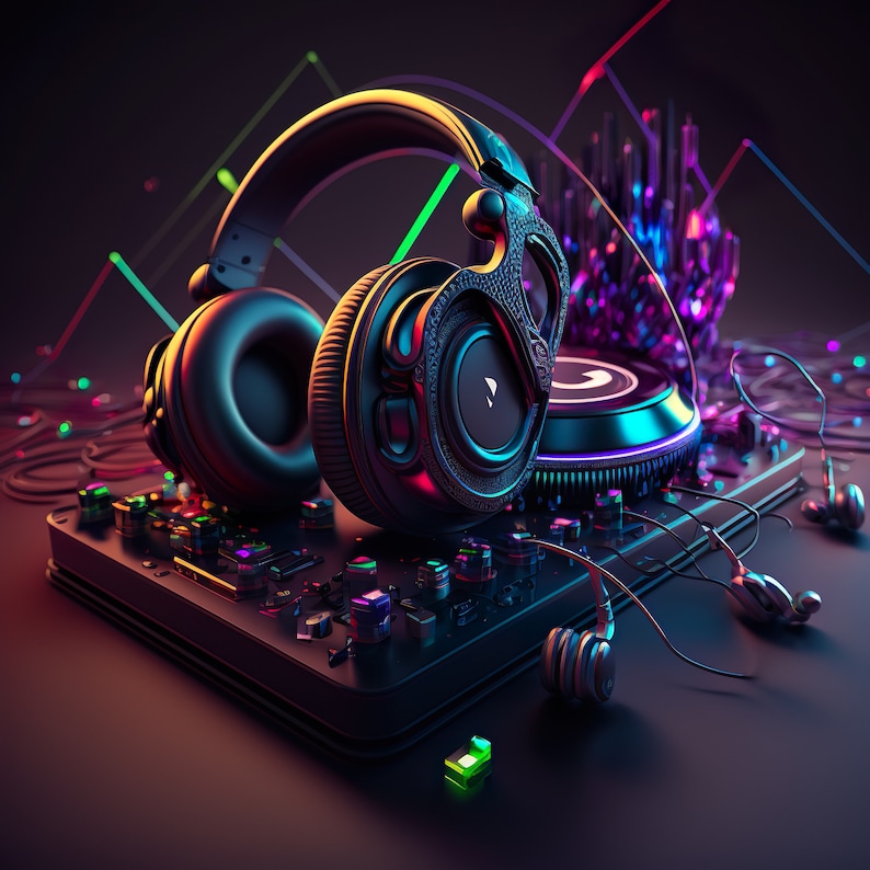 Dj Headphones V3 Digital Print High Quality 300 Dpi Etsy