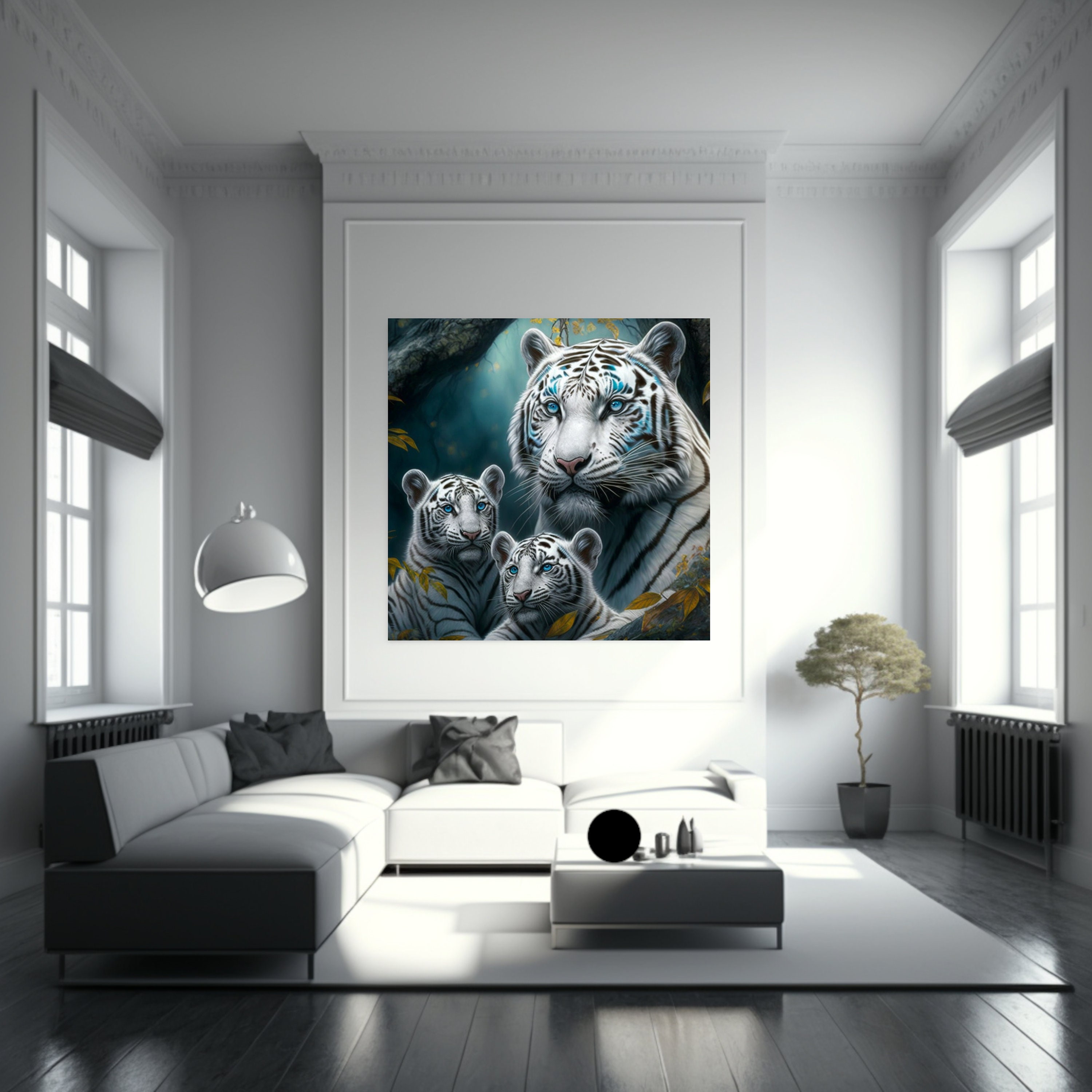 White Tiger With Cubs Digital Print High Quality 300 DPI - Etsy