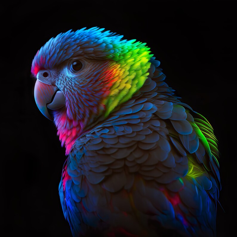 Neon Parrot Digital Print High Quality 300 DPI - Etsy