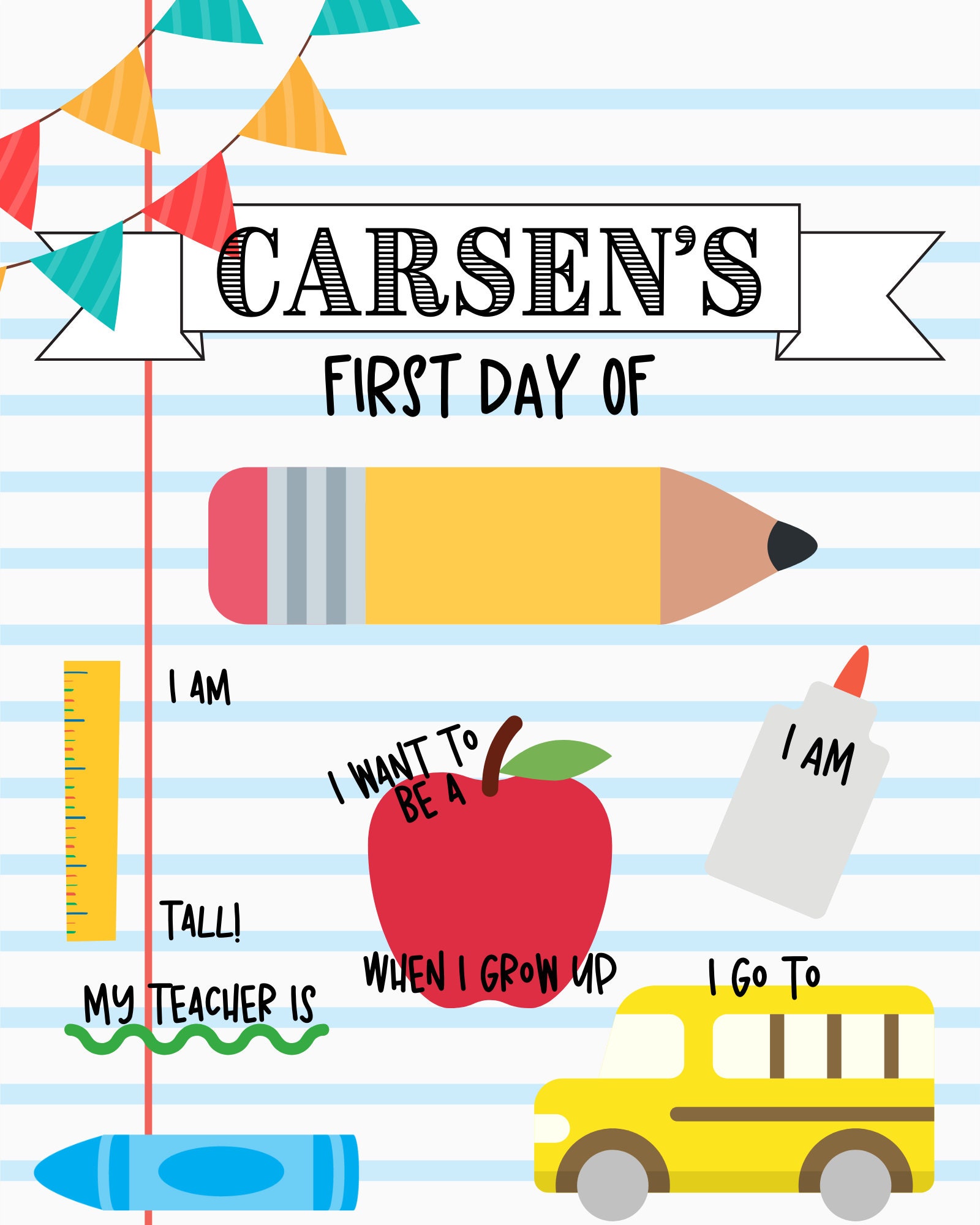 First Day of School Fill in Sign - Etsy
