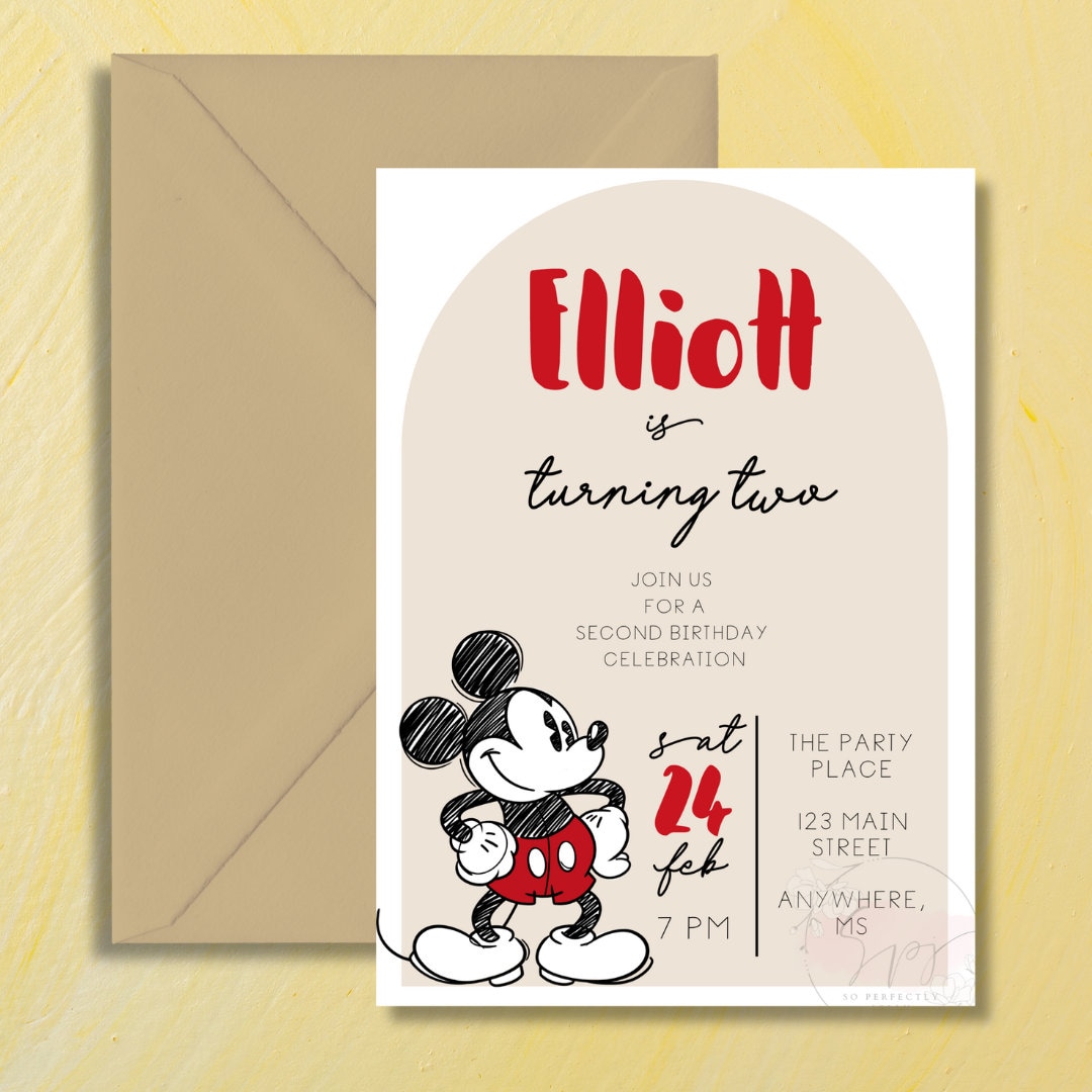 Retro Mouse Birthday Invitation - Etsy
