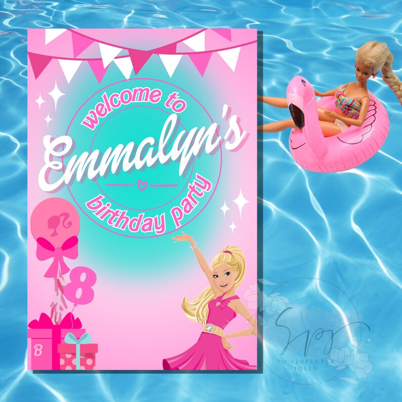 Barbie Birthday Welcome Poster - Etsy