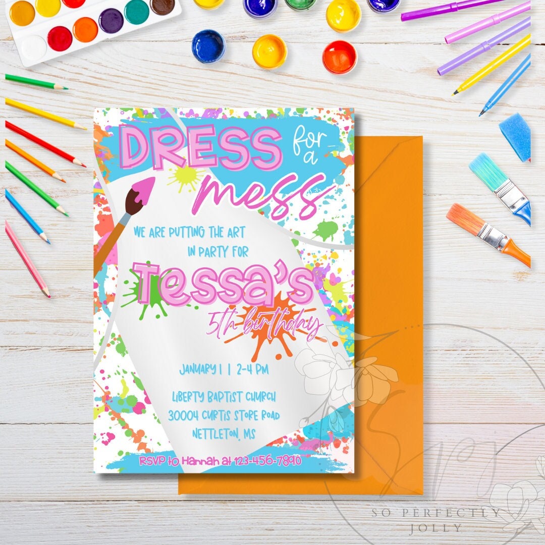 Messy Paint Party Invitation - Etsy