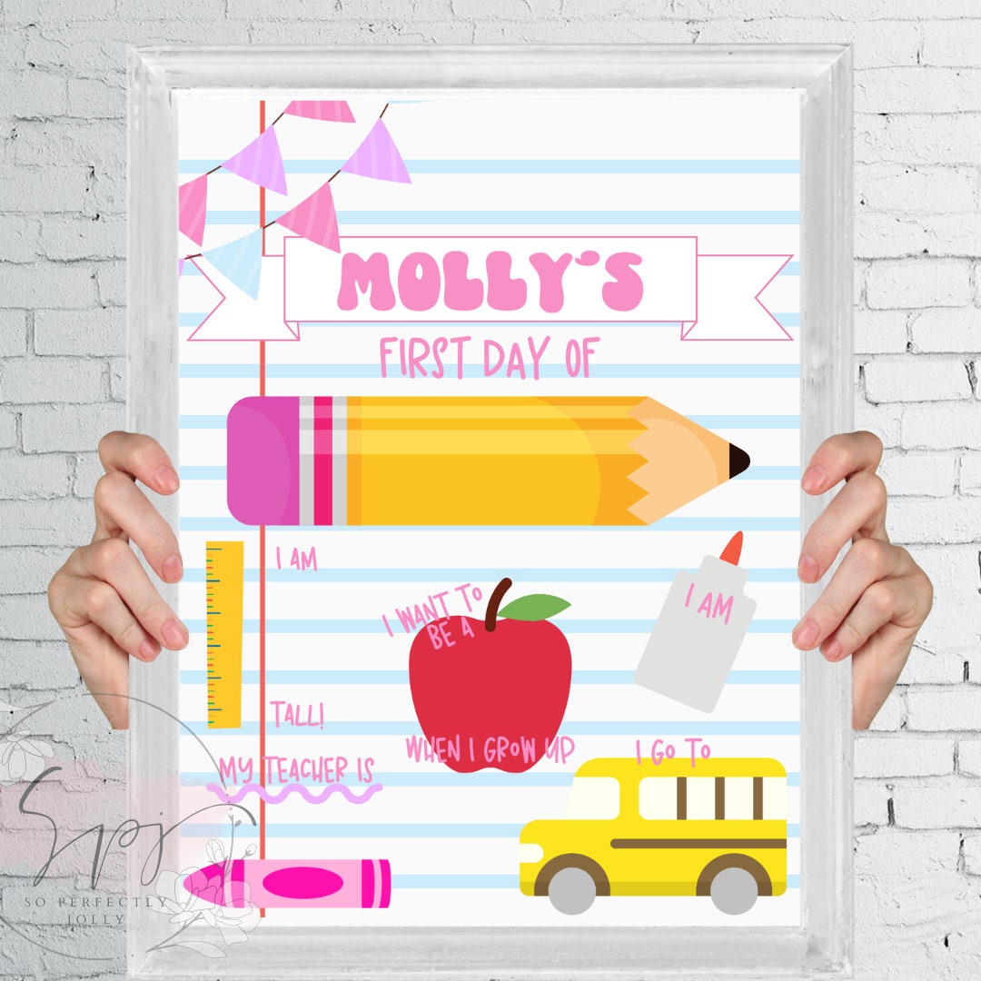 Pink First Day of School Fill in Sign - Etsy