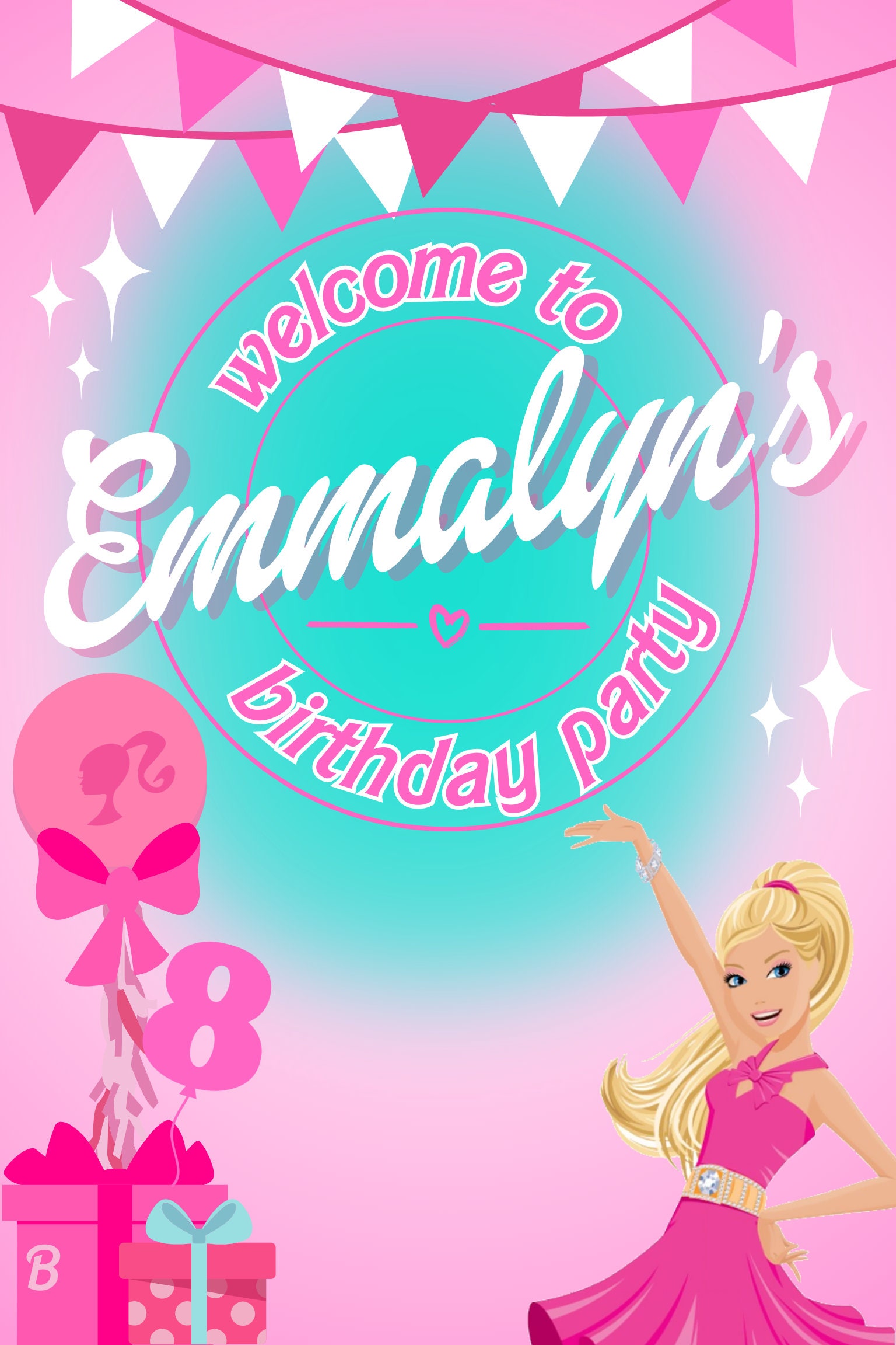 Barbie Birthday Welcome Poster - Etsy