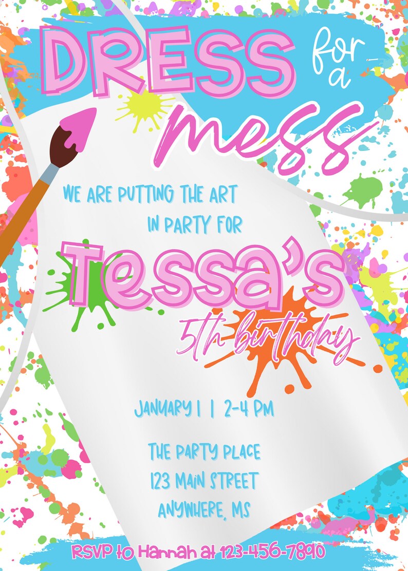 Messy Paint Party Invitation - Etsy