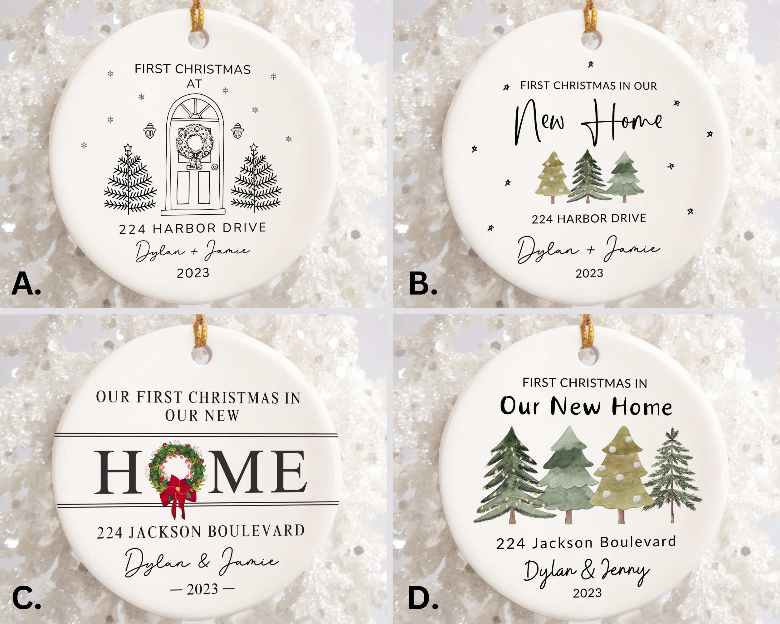 First Christmas in Our New Home Christmas Ornaments, Personalized Our ...
