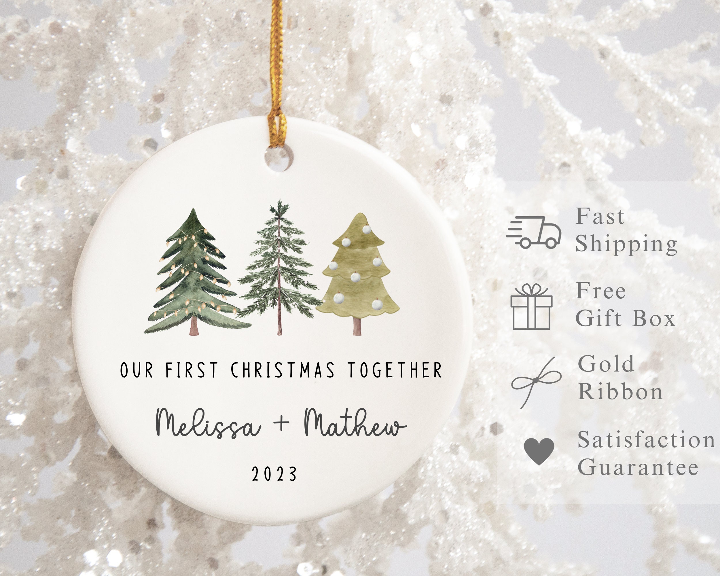 Couple Ornaments Personalized, Our First Christmas Together Ornament ...
